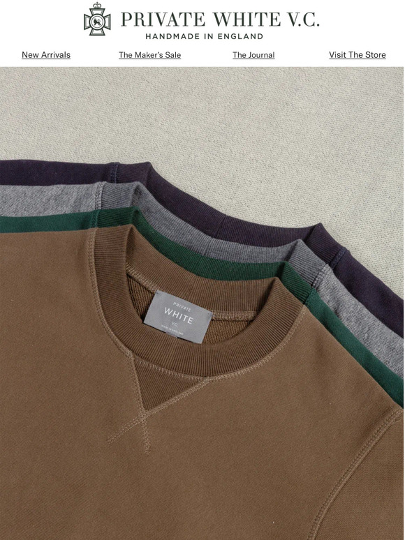 Private White VC: The All New Crew Neck Sweatshirt | Milled