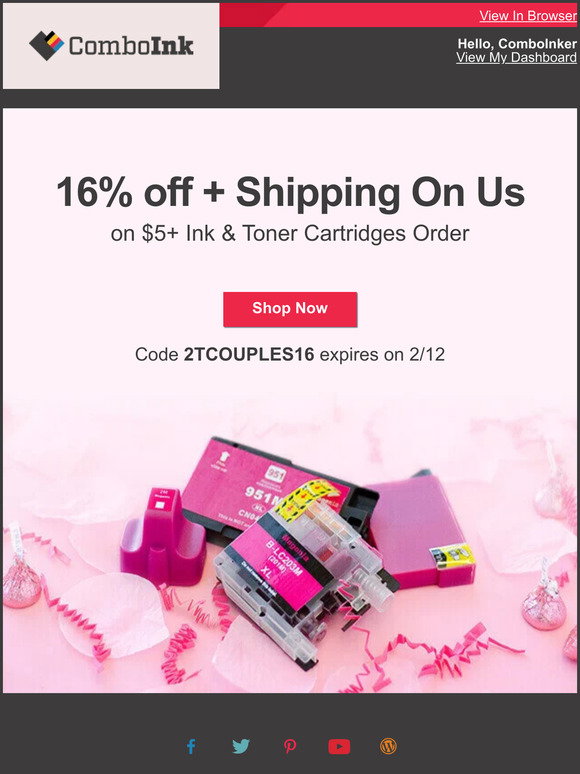 ComboInk: Your ink order with 16% off is ready now. | Milled