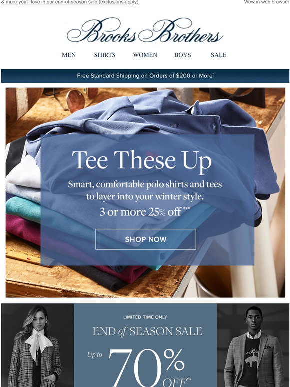 Brooks Brothers: Style that fits to a T—polos and tees, 25% off for 3 ...