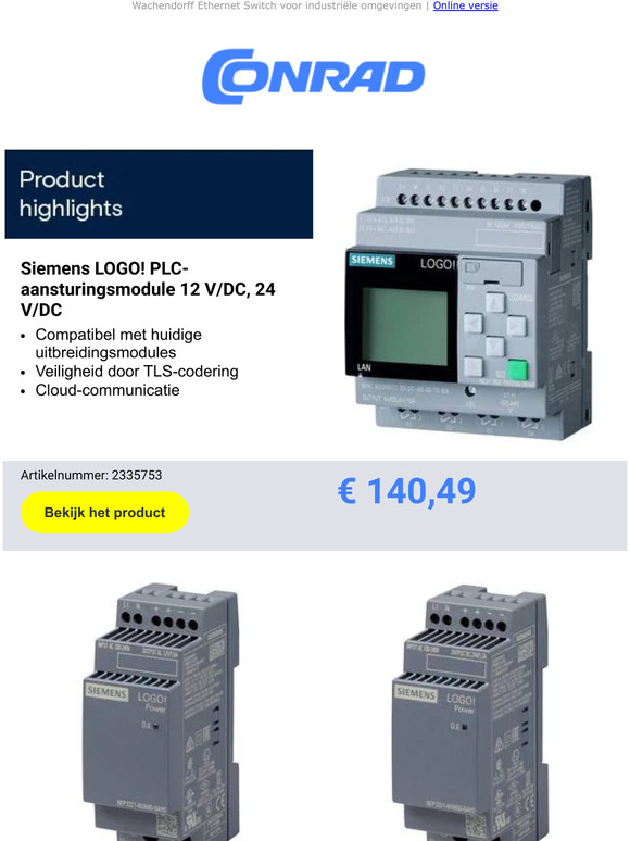 Conrad.nl: Siemens LOGO! PLC-aansturingsmodule. | Milled