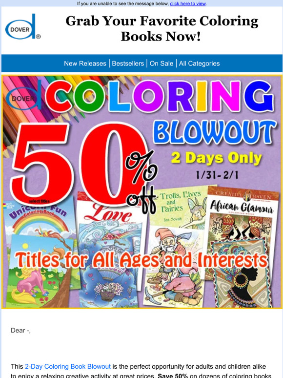 Dover Publications: Coloring Book Blowout! Save 50% | Milled