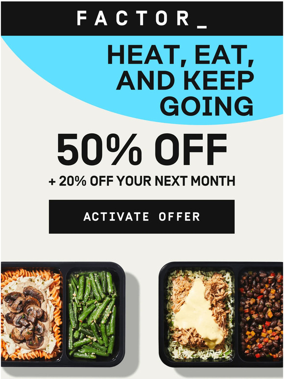 Factor: 50% OFF [+20% OFF your next month] | Skip the meal prep this ...