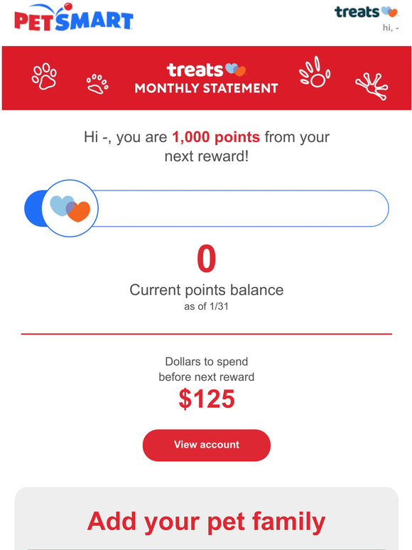 PetSmart: —, your first Treats Monthly Statement of the year is here ...