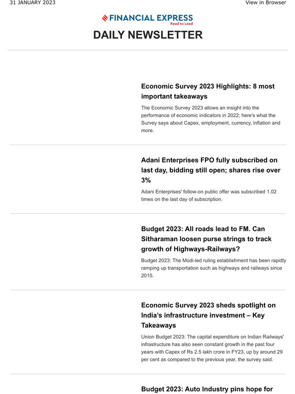 Financial Express: Economic Survey 2023 Highlights: 8 most important ...