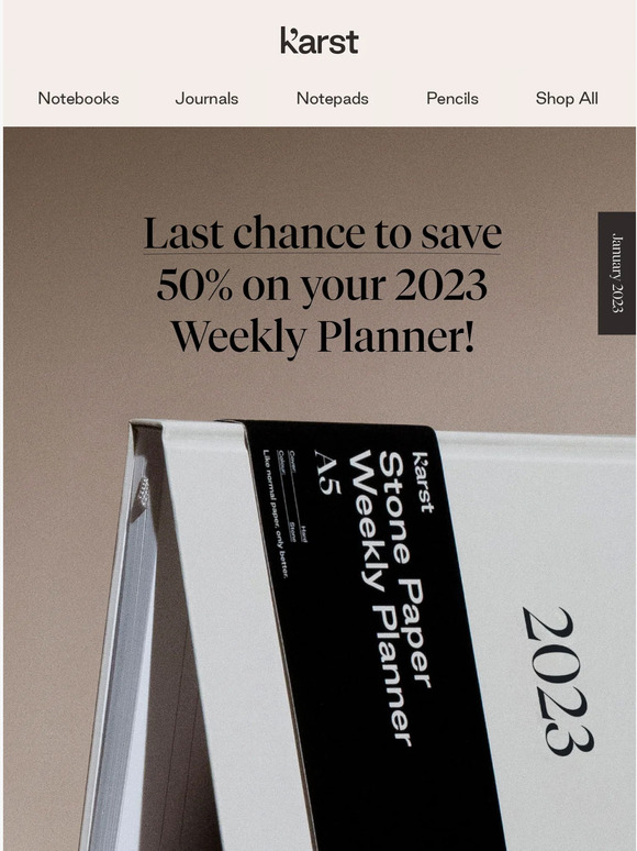 Karst Stone Paper: Get 50% Off Our 2023 Planners | Milled
