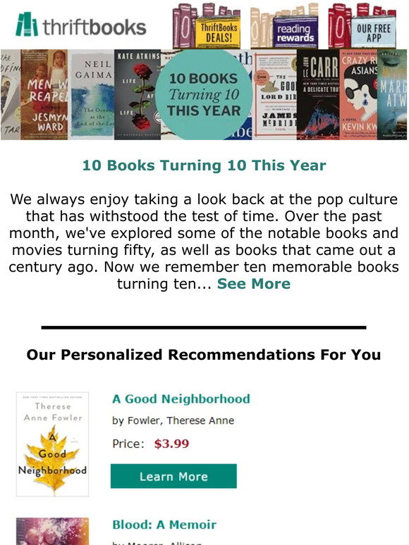 ThriftBooks: 10 Books Turning 10 This Year | Milled