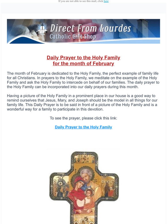 direct from lourdes: Prayer for the Holy Family for February | Milled