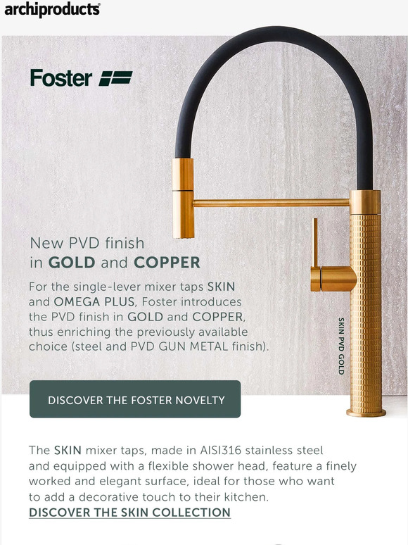Archiproducts: New Foster PVD finish in GOLD and COPPER for the SKIN ...