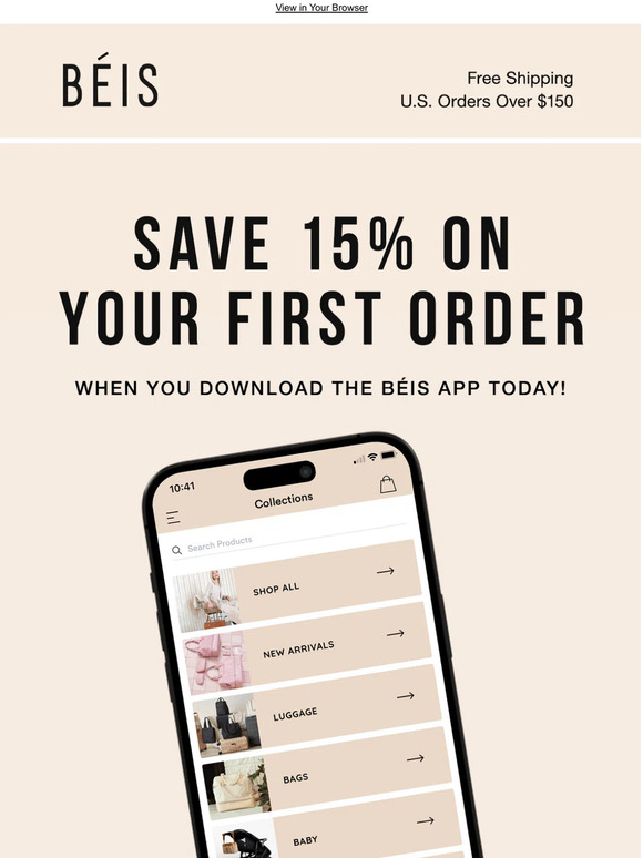 Beis Travel Email Newsletters: Shop Sales, Discounts, and Coupon Codes