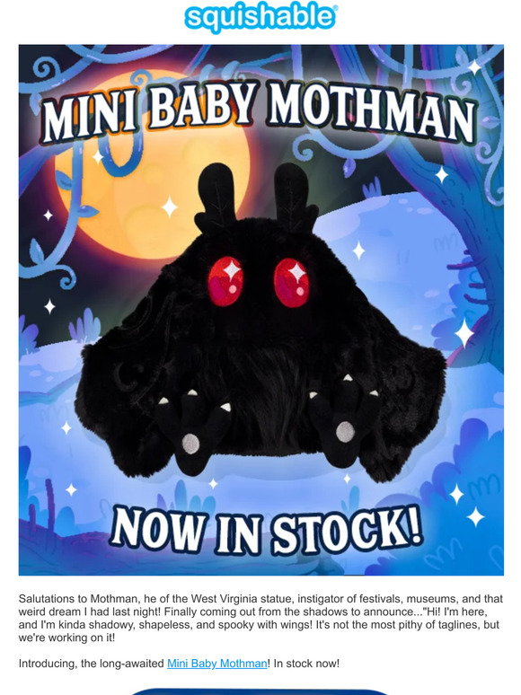 Squishable: The man, the moth, the legend. Mothman has arrived! | Milled