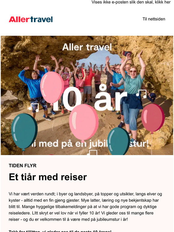 Aller Travel: HURRA! Her er våre jubileumsreiser | Milled