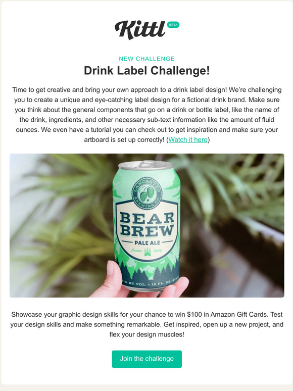Kittl: New challenge: Make Your Own Drink Label! | Milled