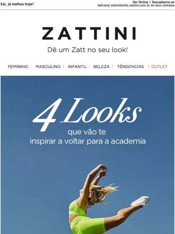 Zattini: 4 Looks que vão te inspirar a voltar para academia ️ | Milled