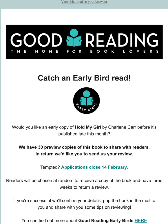 Good Reading Magazine: Early Bird Read! | Milled