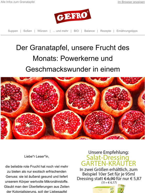 GEFRO: Der Granatapfel, unsere Frucht des Monats: Powerkerne und ...
