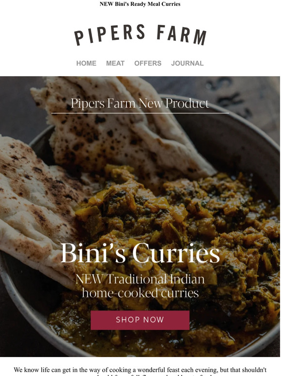 Pipers Farm: New Bini's Ready Meal Curries | Milled