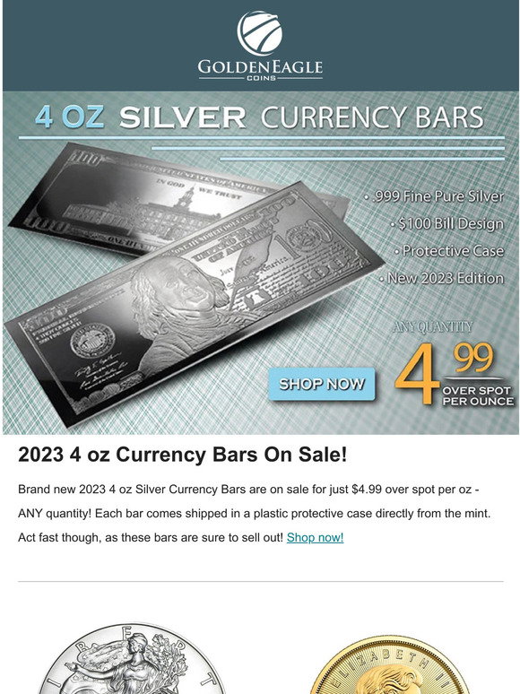 Golden Eagle Coins: Raise The Bar! 4 oz Silver Currency Bars ON Sale ...