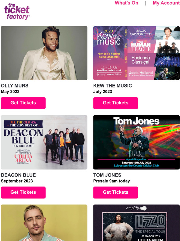 The Ticket Factory: Olly Murs, Kew The Music, Deacon Blue, Tom Jones ...