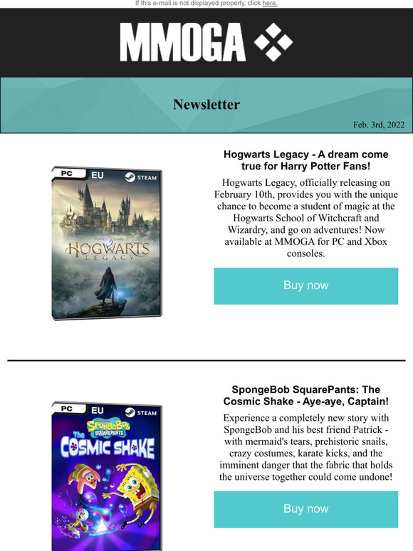 MMOGA: MMOGA - Hogwarts Legacy! SpongeBob SquarePants - The Cosmic ...