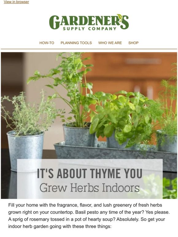 Gardener's Supply Company: It's the Perfect Thyme to Grow Herbs! | Milled