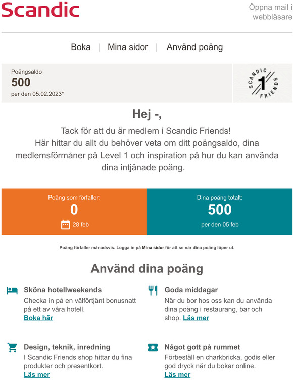 Scandic: —, allt om dina poäng och förmåner! | Milled