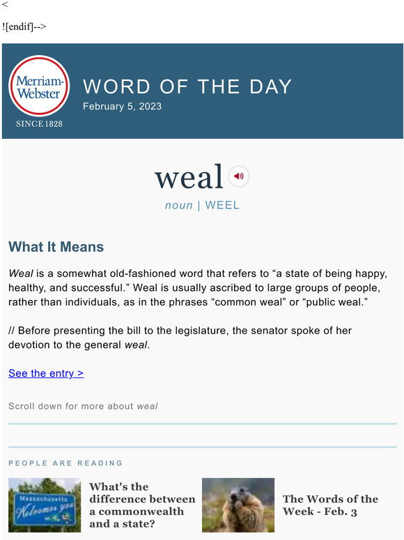 Merriam-Webster: Weal - plus, What's the difference between a ...