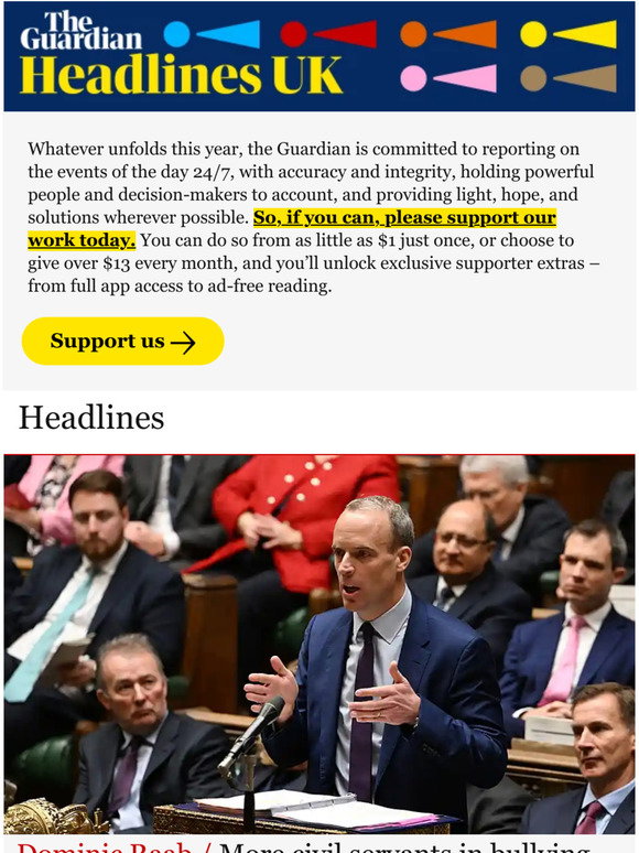 The Guardian: The Guardian Headlines: Dominic Raab: more civil servants ...
