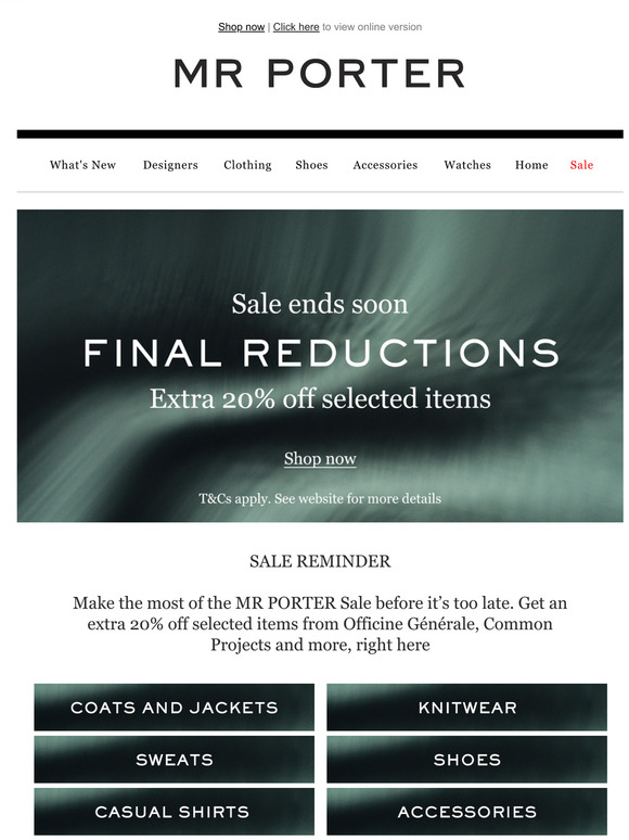 Mr Porter Email Newsletters: Shop Sales, Discounts, and Coupon Codes