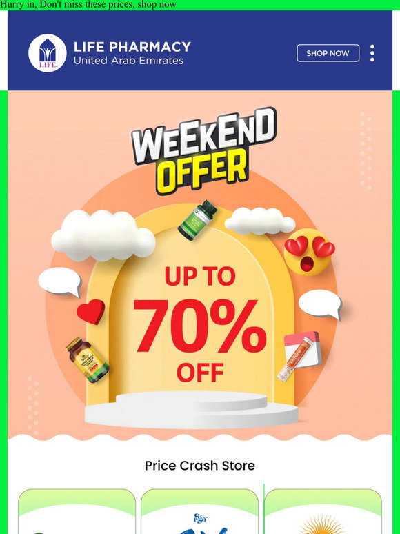 Life Pharmacy: 70% Off to Spend a Great Weekend😍 | Milled