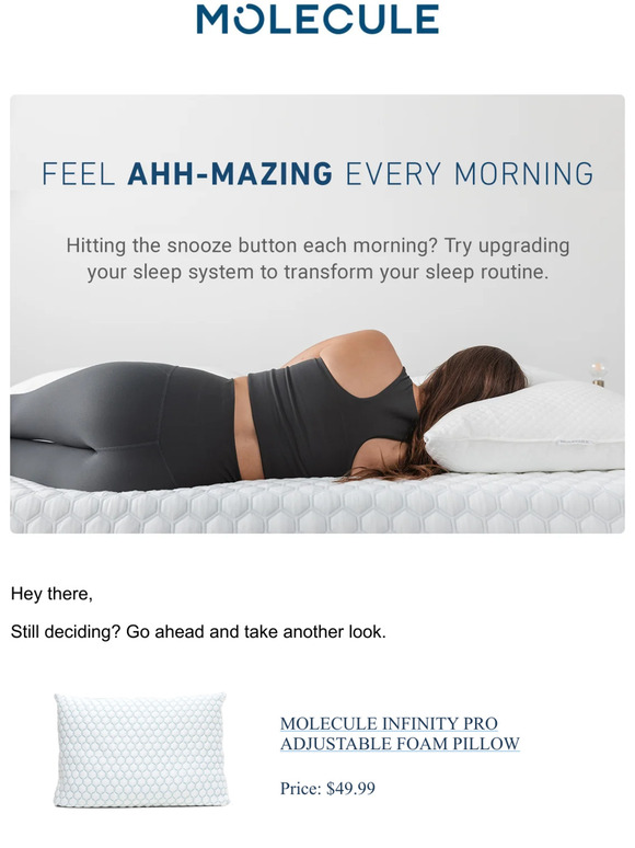 Molecule: Your MOLECULE INFINITY PRO ADJUSTABLE FOAM PILLOW is waiting... | Milled