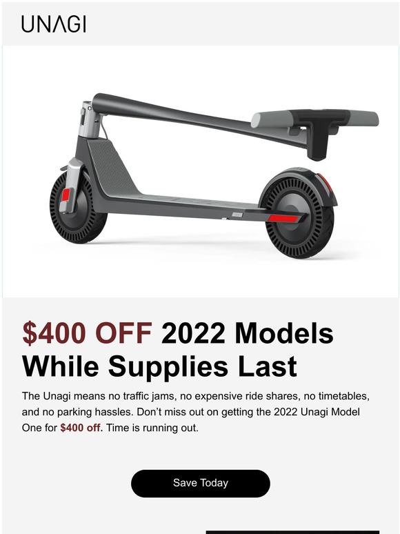 Unagi Scooters: ⏰🛴 Running Out **$400 OFF** Unagi Scooters | Milled