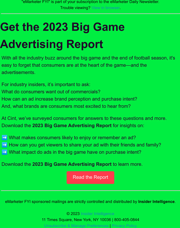 Insider Intelligence: Big game ads: what do viewers want? | Milled