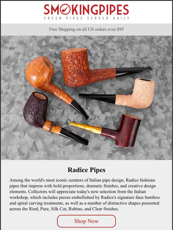 Smokingpipes: Radice Pipes | Faux Bamboo and Spiral Carving | Milled