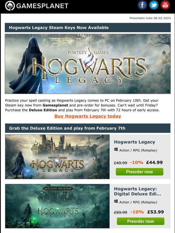 Gamesplanet: Get your Hogwarts Legacy PC Steam Key Now / Deluxe Early ...