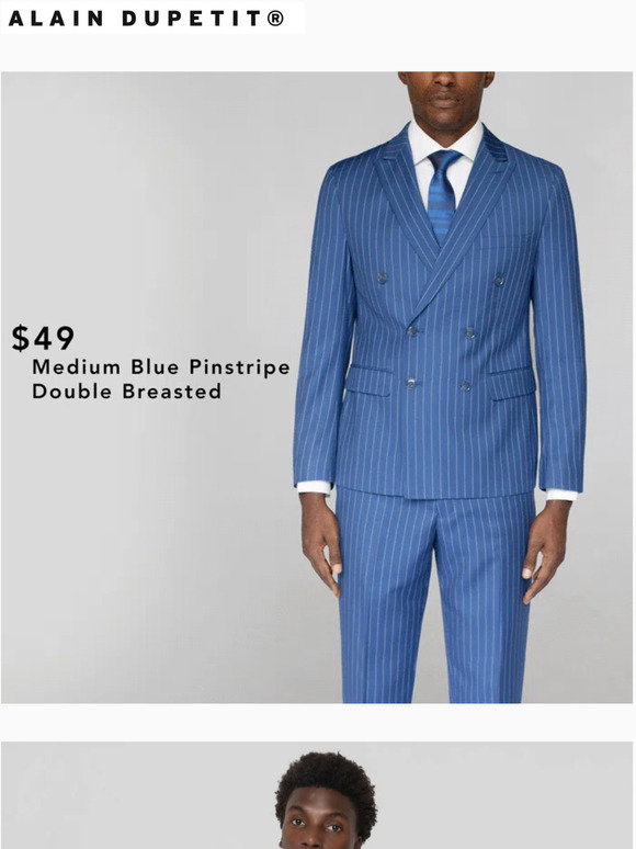 Alain Dupetit: $49 On All Double Breasted Suits | $69 Blue & Rose Plaid ...