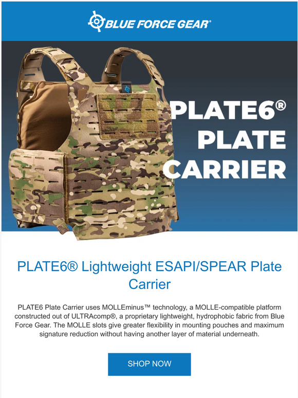 Blue Force Gear: PLATE6® Lightweight ESAPI/SPEAR Plate Carrier | Milled