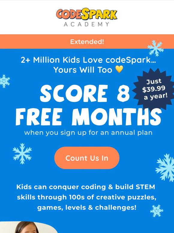 CodeSpark: 👧 Extended! 8 FREE Months of codeSpark 🎉 | Milled