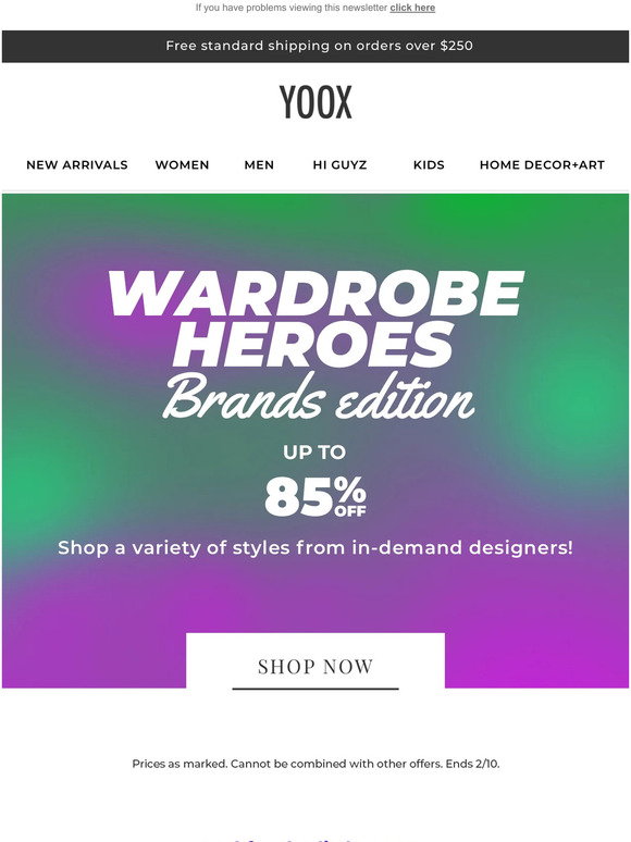 YOOX: Wardrobe Heroes: Brands Edition! Up to 85% OFF (for KIDS, too ...