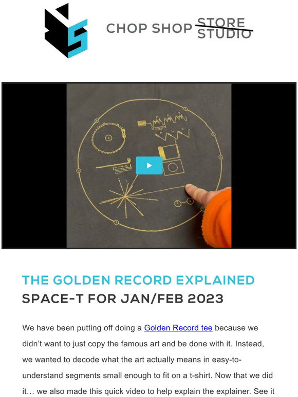 Chop Shop: Voyager’s Golden Record Explained… on a t-shirt. See our new ...