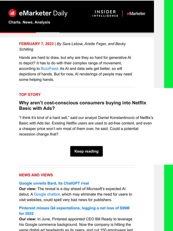 Insider Intelligence: Google unveils search chatbot; Netflix’s ad ...