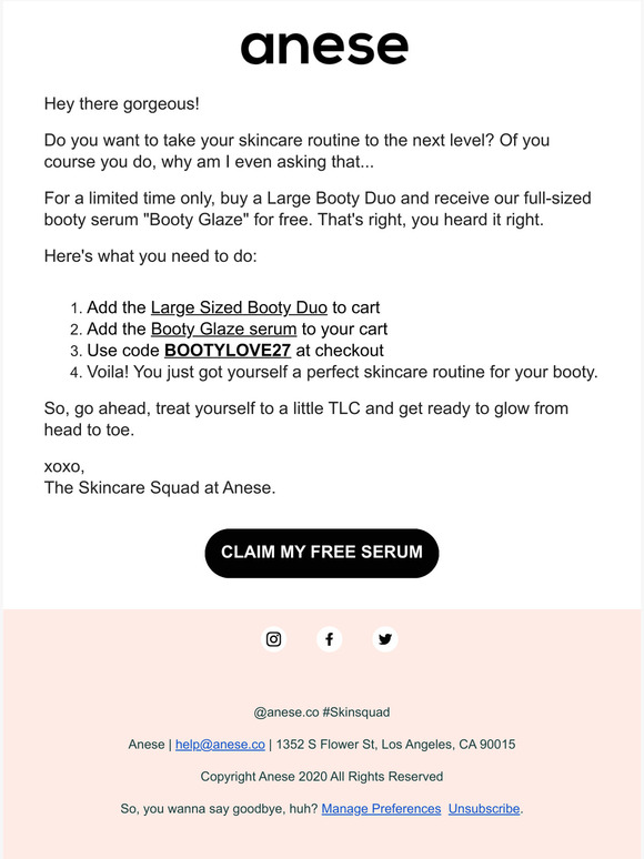 Anese: Free Full-Sized Booty Glaze with Purchase 👀🥳 | Milled