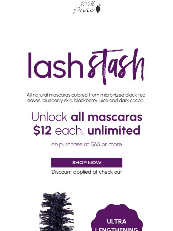 100 Percent Pure: Unlock the ultimate Lash Stash for just $12! | Milled