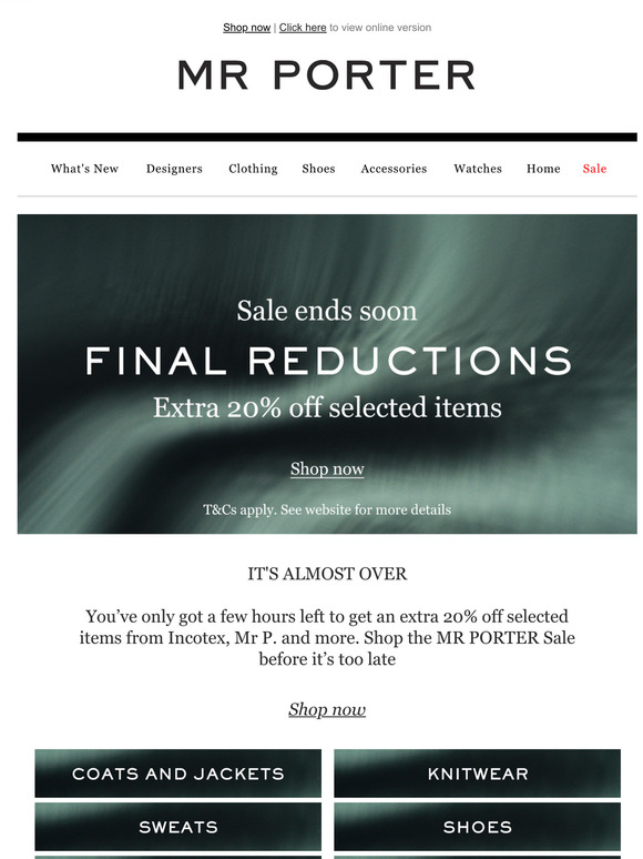 Mr Porter Email Newsletters: Shop Sales, Discounts, and Coupon Codes
