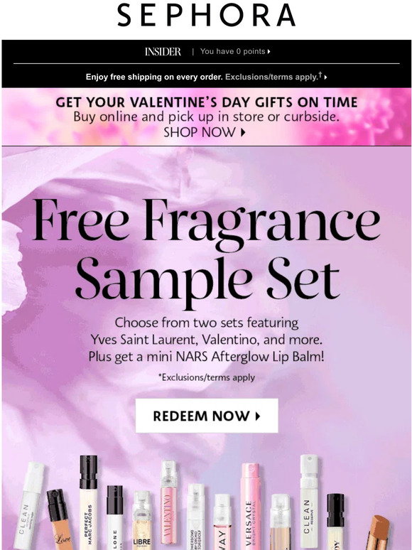 Sephora: Your FREE fragrance sample set is here 💓 Yours with min. spend ...