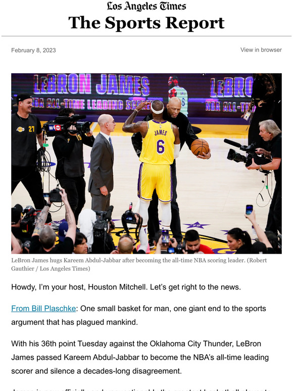 Los Angeles Times: The Sports Report: Why LeBron James is the greatest ...