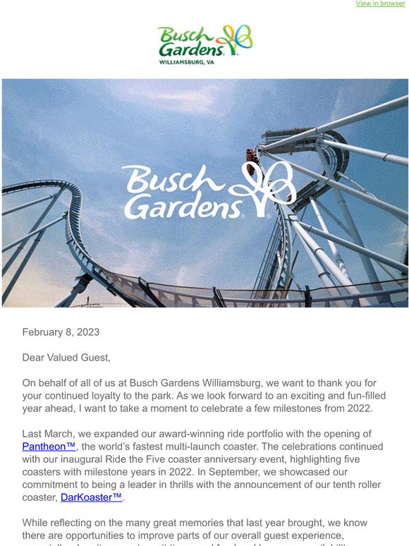 Busch Gardens: A Letter From Our Park President | Milled