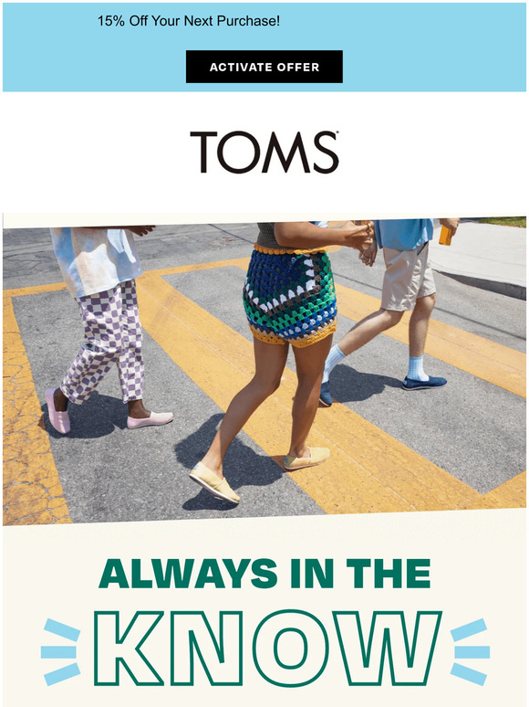 TOMS: Be The First to Know + Your 15% Code | Milled