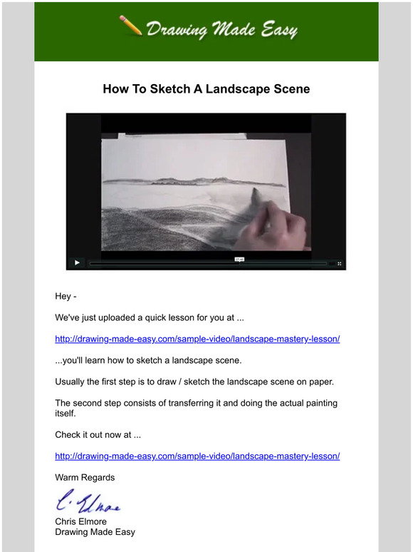 Drawing Made Easy: — - how to sketch a landscape scene [VIDEO] | Milled