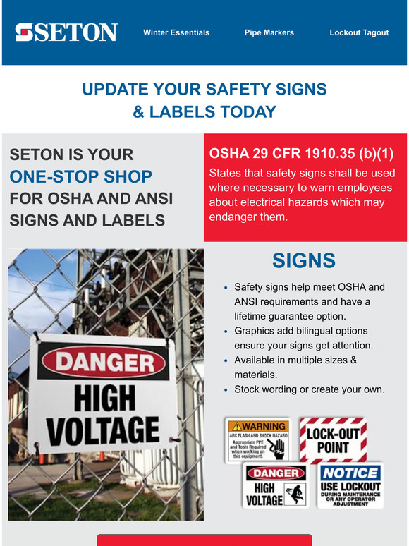 Seton: Update Your Safety Signs & Labels for OSHA & ANSI Compliance ...