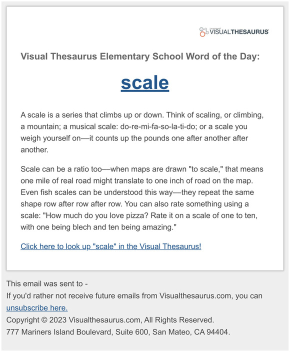 Visual Thesaurus: Visual Thesaurus Elementary School Word of the Day ...